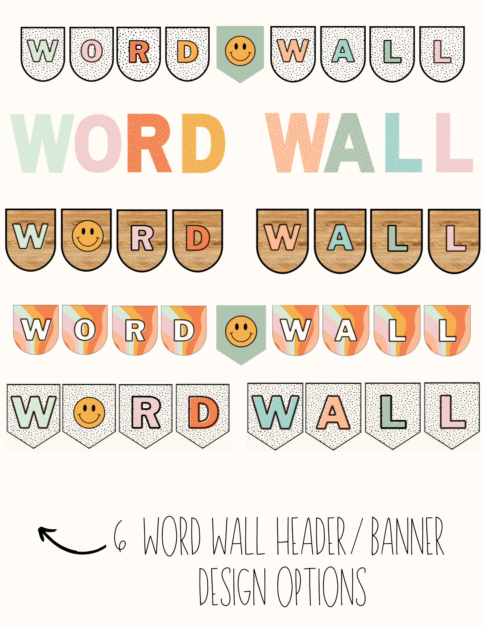 Groovy Boho Word Wall [editable] - Etsy