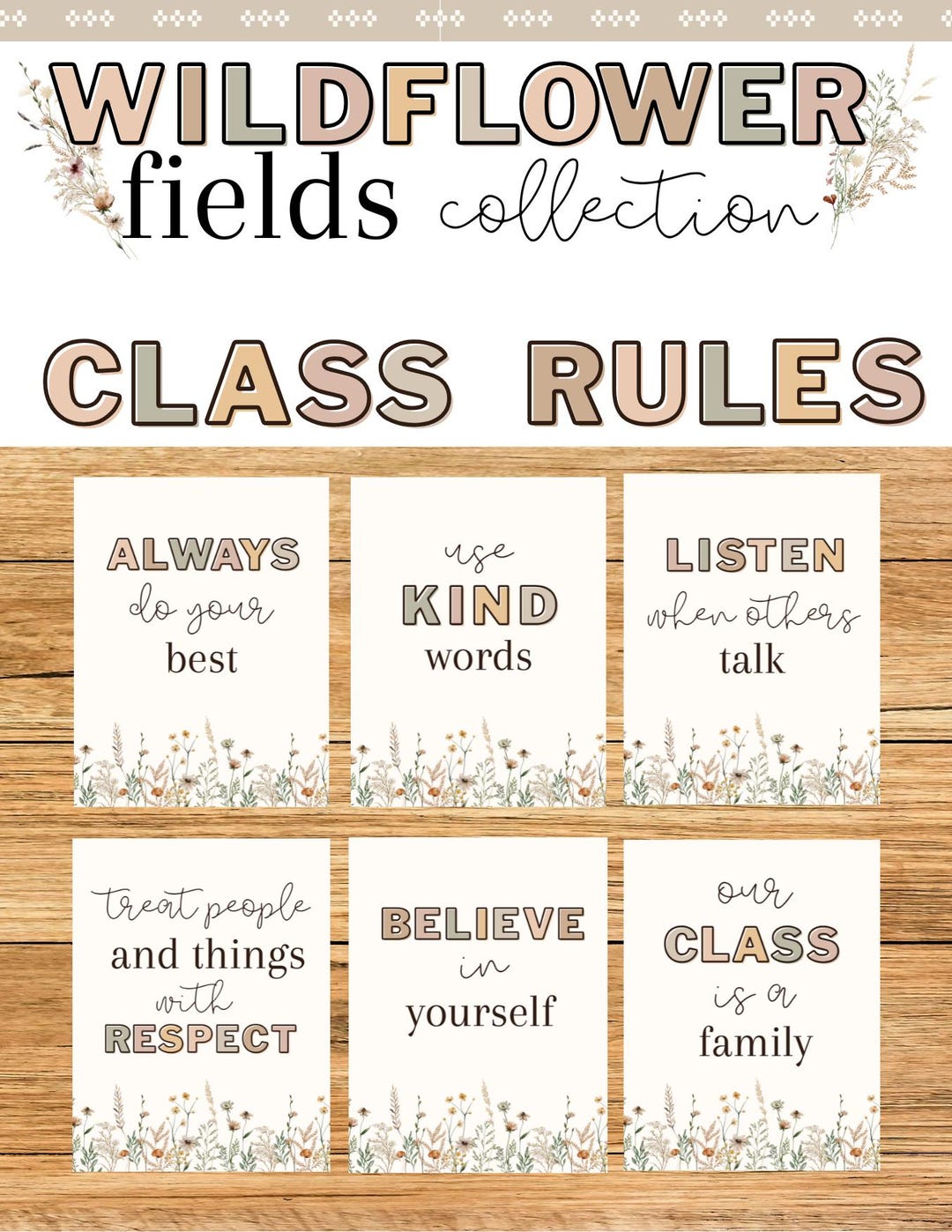 Wildflower Fields Class Rules Posters - Etsy