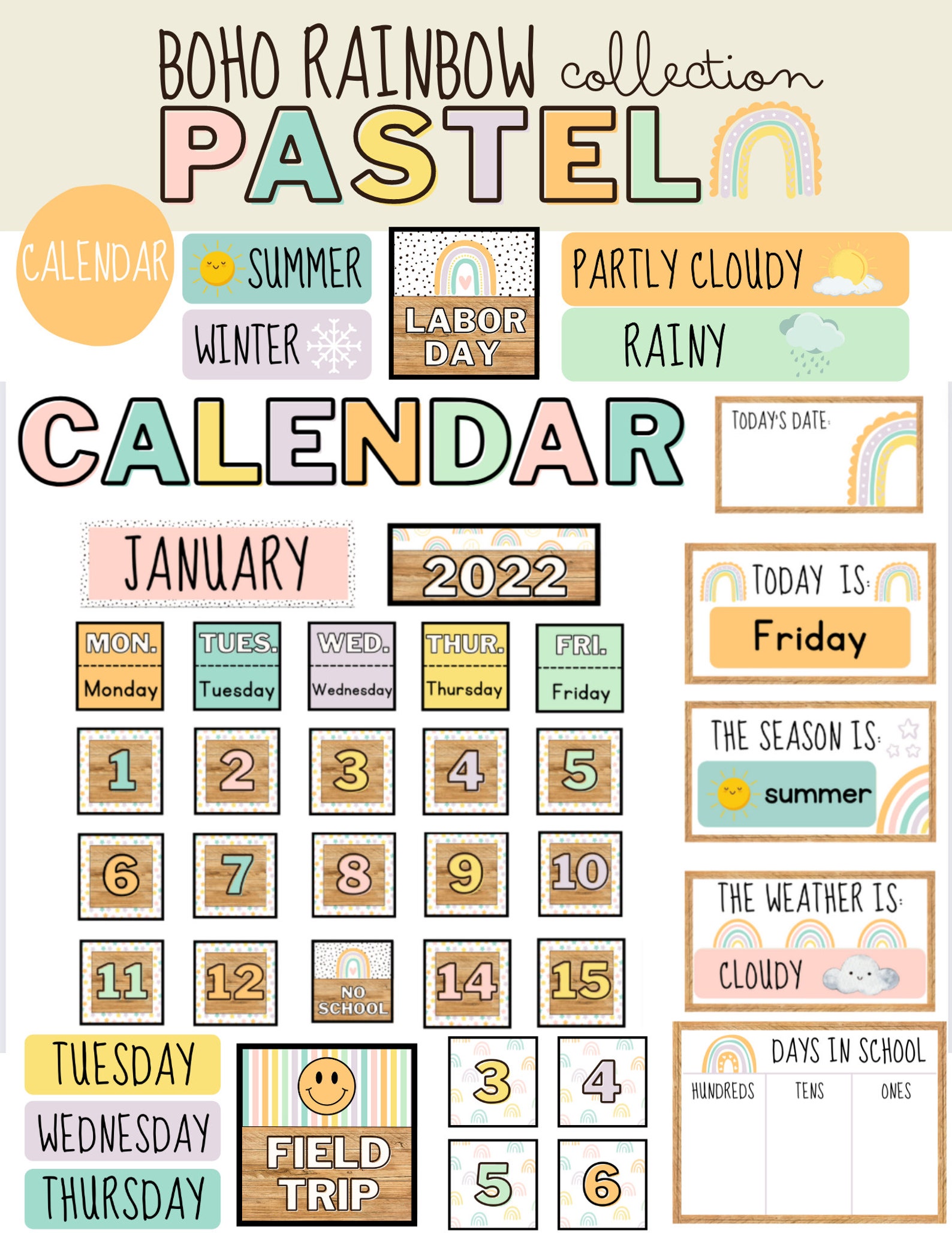 Pastel Boho Rainbow Complete Classroom Collection - Etsy