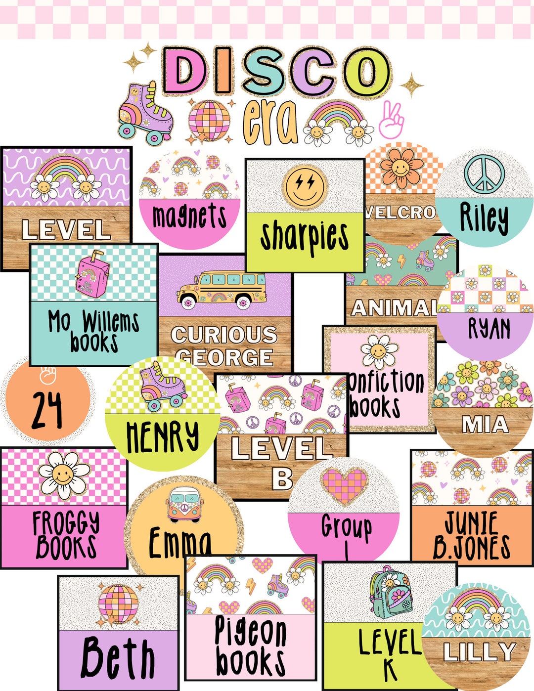 Disco Era Classroom Labels [editable] - Etsy