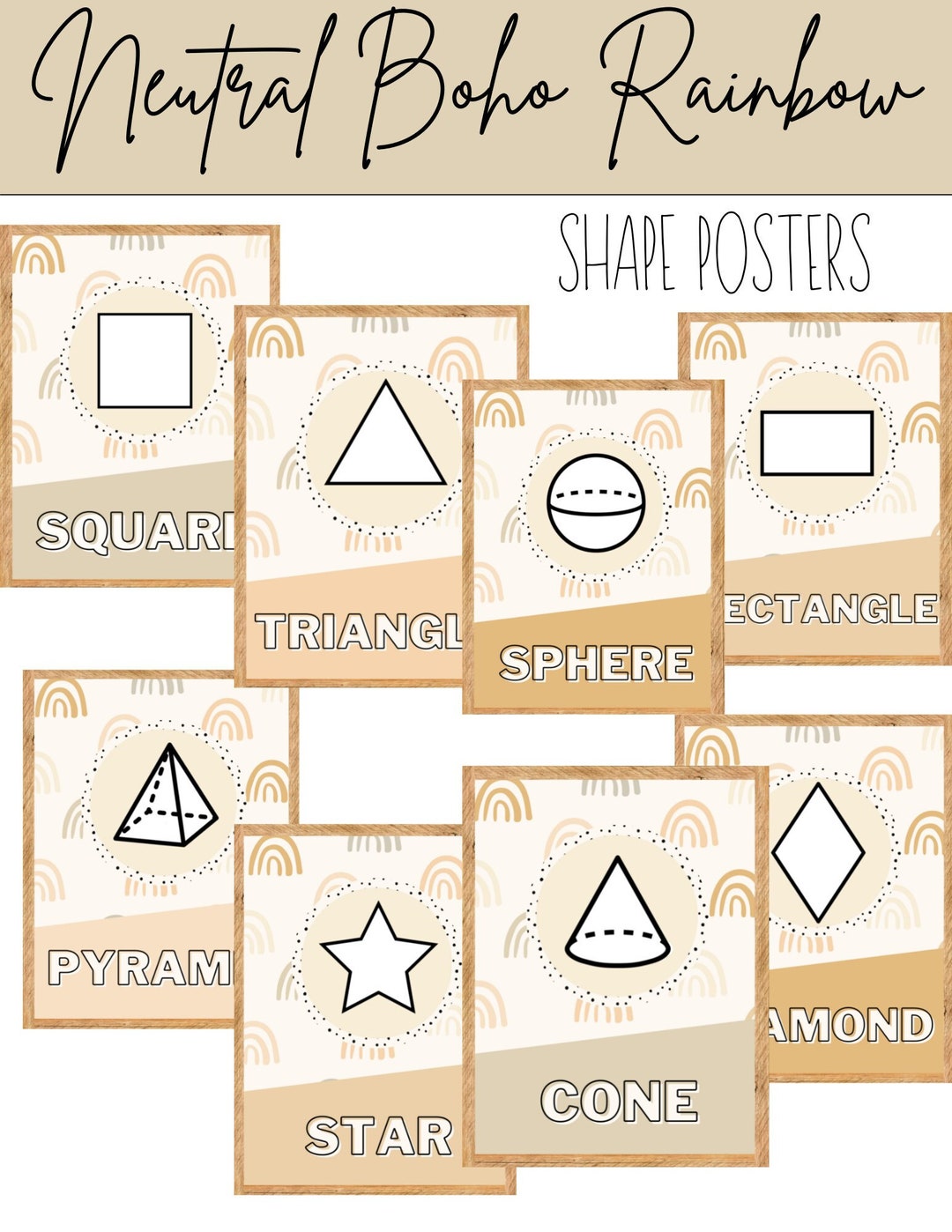 Neutral Boho Rainbow Shape Posters - Etsy