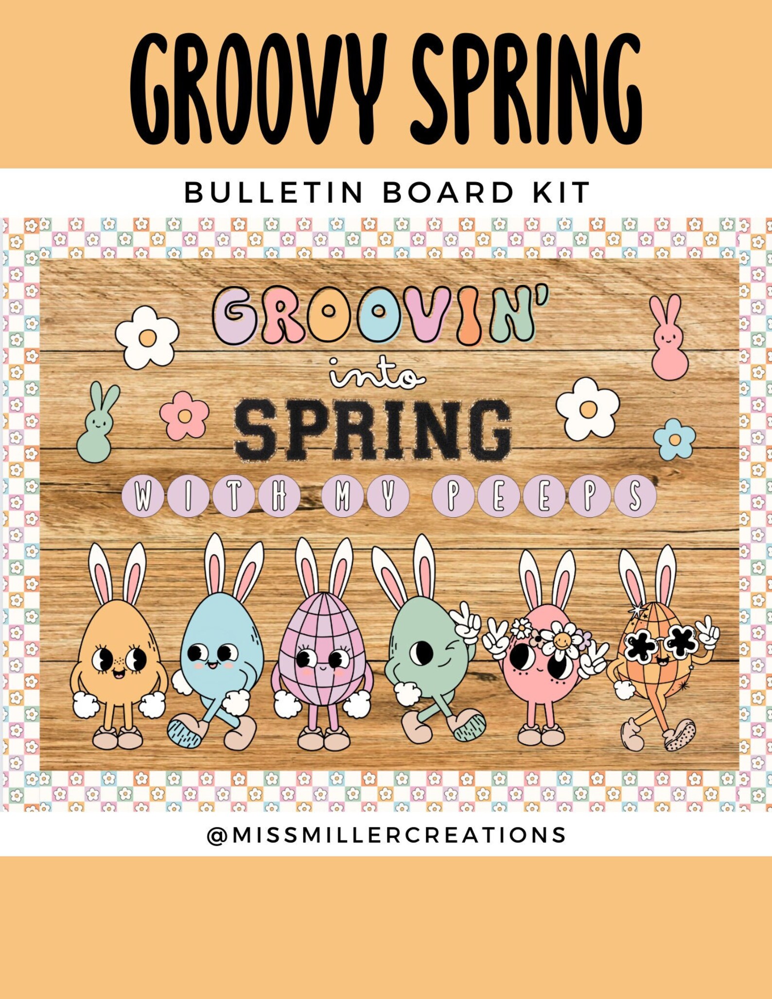 Groovy Spring: Groovin' Into Spring Bulletin Board Kit - Etsy