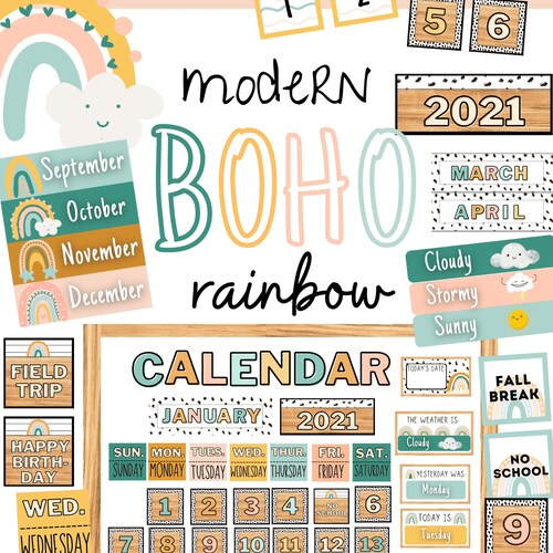 Modern Boho Rainbow Classroom Desk Plates editable - Etsy