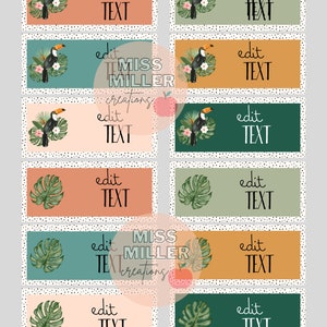 Boho Tropics Teacher Toolbox Labels [editable] - Etsy