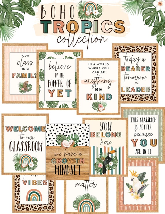Boho Tropics Classroom Decor Posters - Etsy