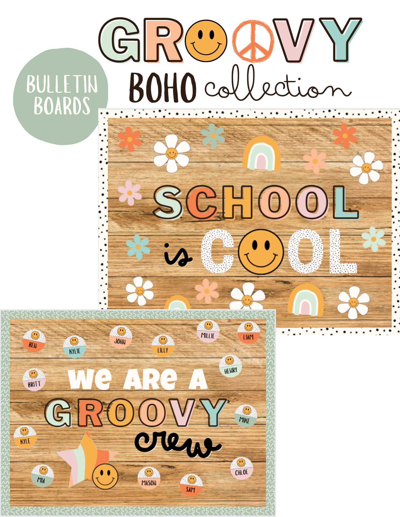 Groovy Boho Complete Classroom Collection editable - Etsy UK