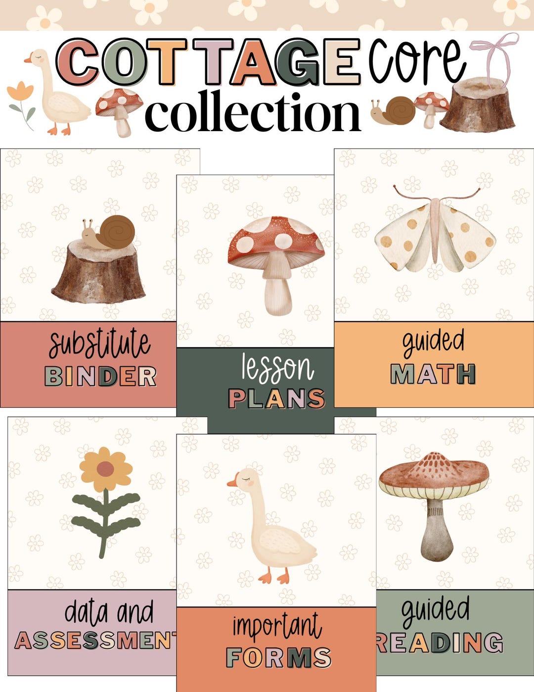 Cottagecore Binder Covers [editable] - Etsy