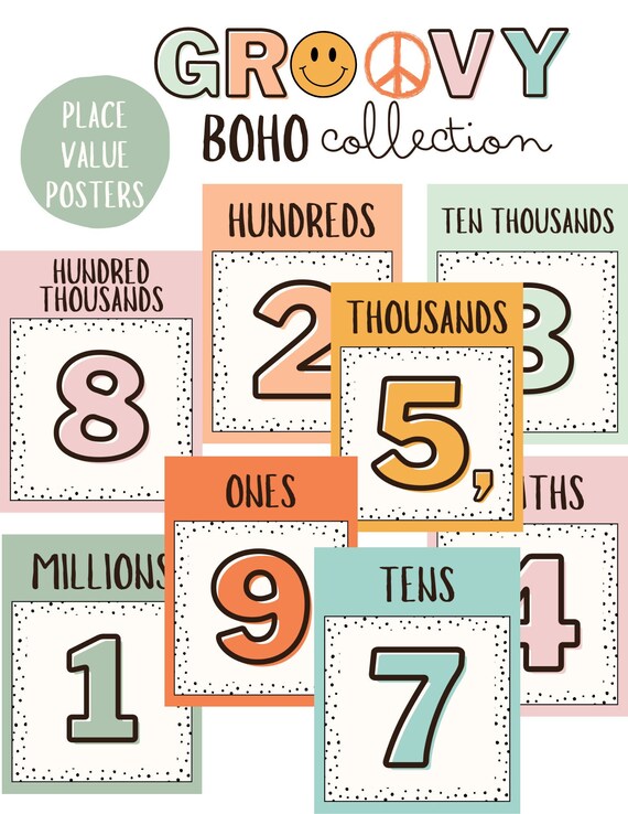 Groovy Boho Place Value Posters - Etsy