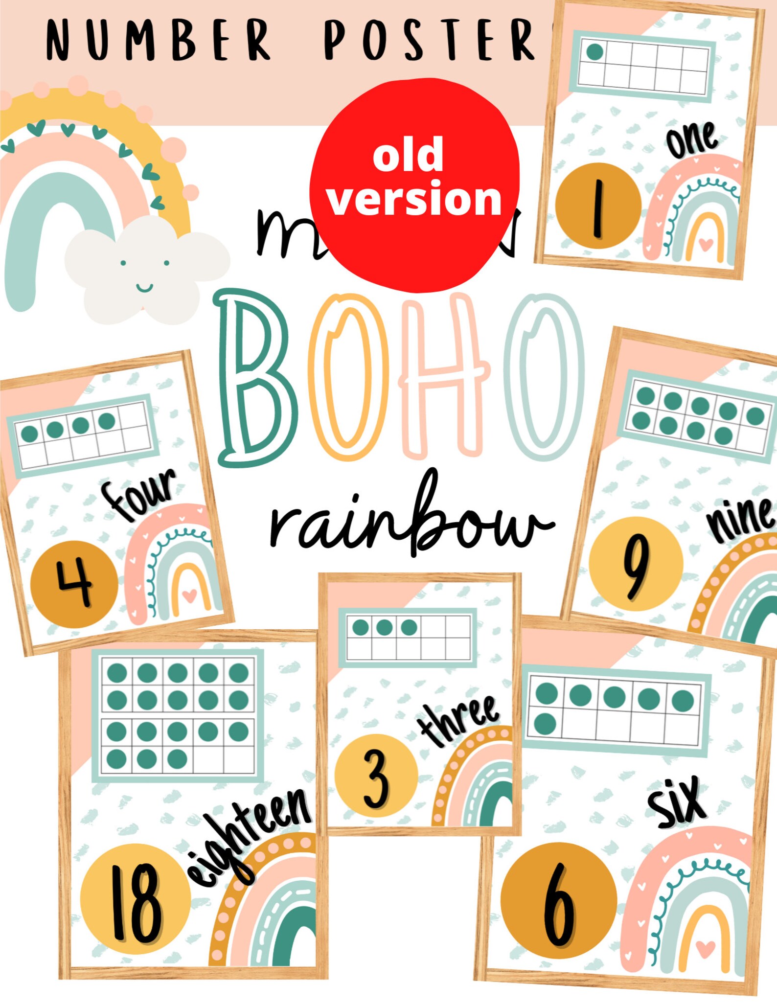 Modern Boho Rainbow Classroom Number Posters - Etsy