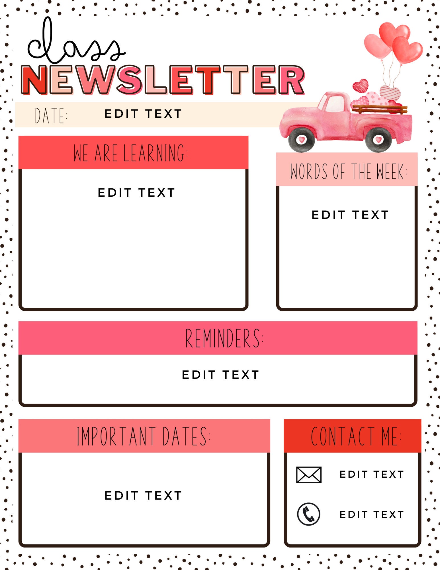 February/valentine's Day Newsletter Template [editable] - Etsy