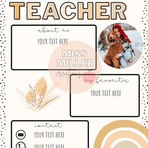 Neutral Boho Meet the Teacher Template - Etsy