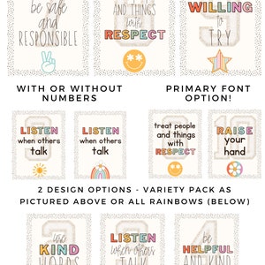 Retro Rainbow Class Rules Posters - Etsy