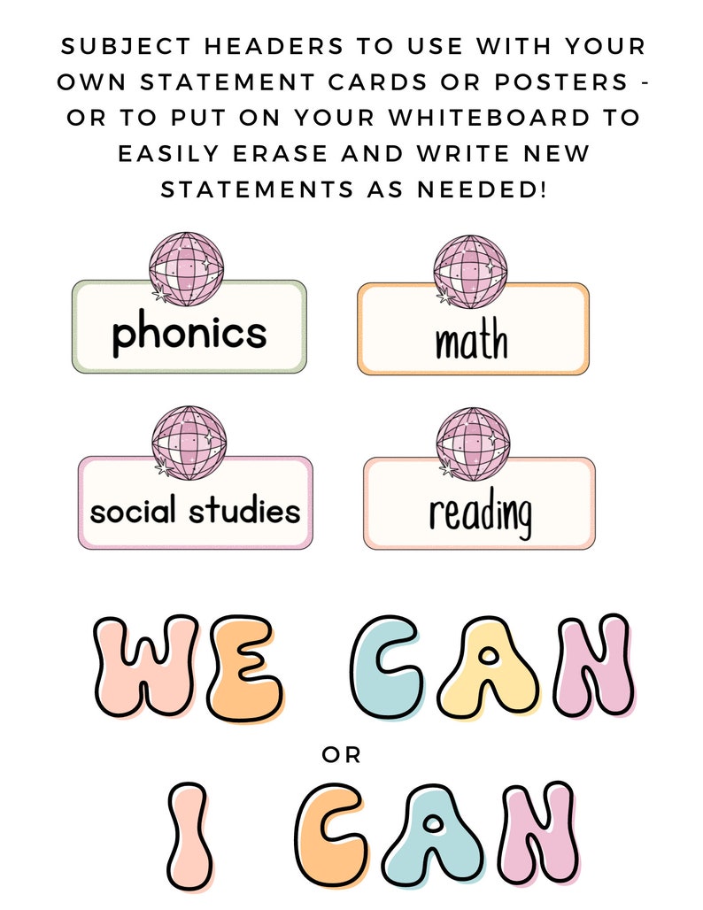 Groovy Pastel Learning Goal Posters/i Can Statements/focus Wall - Etsy