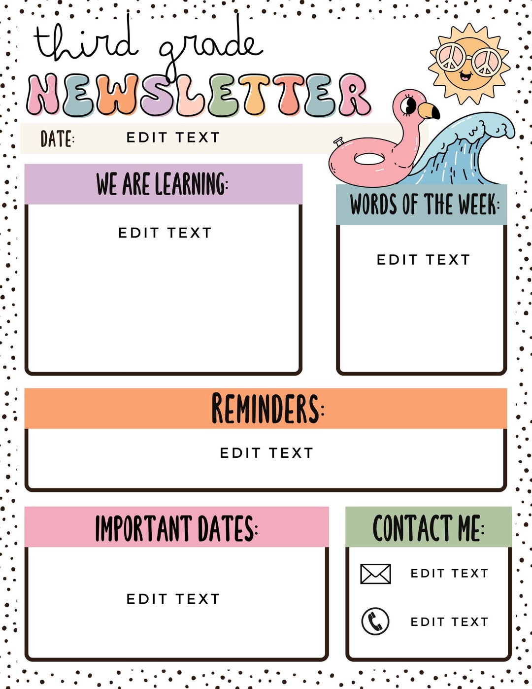 Groovy Summer Newsletter Template - Etsy