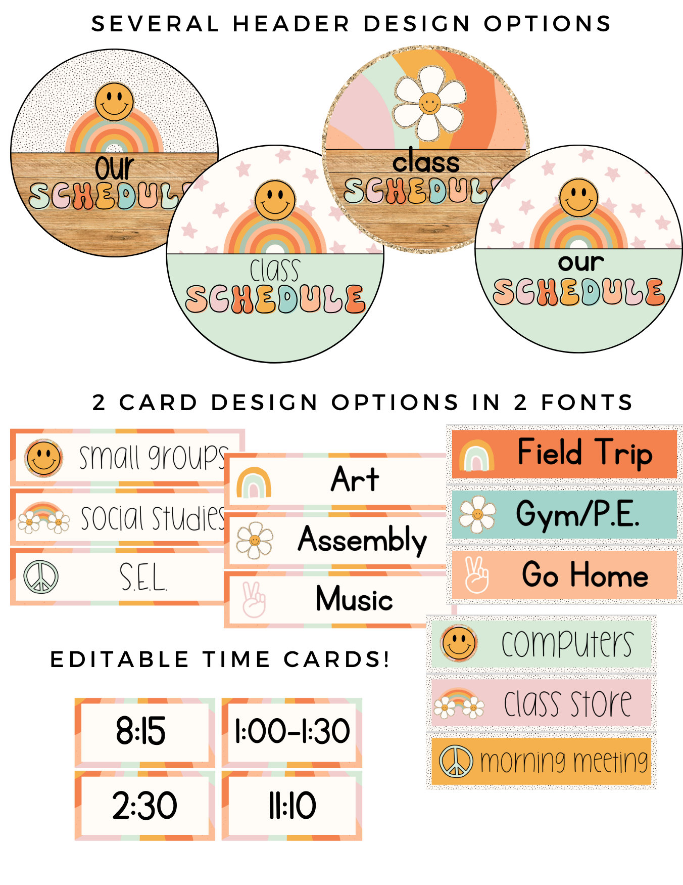 Groovy Boho Volume II Classroom Schedule [editable] - Etsy