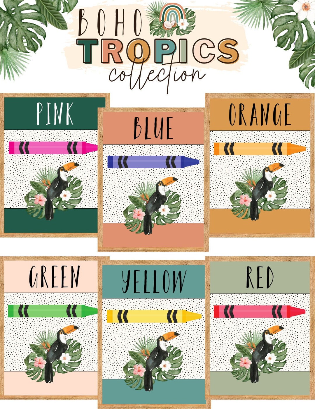 Boho Tropics Classroom Color Posters - Etsy