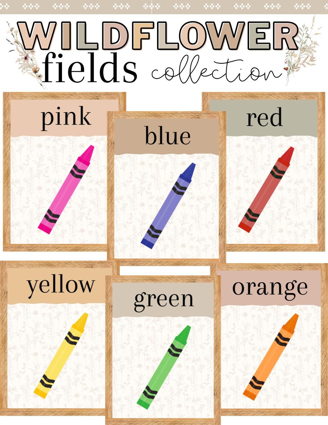 Wildflower Fields Classroom Color Posters - Etsy