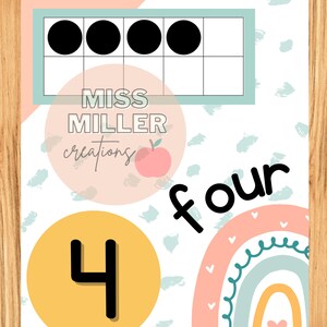 Modern Boho Rainbow Classroom Number Posters - Etsy