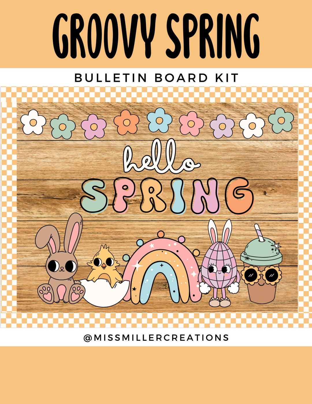 Groovy Spring: Hello Spring Bulletin Board Kit - Etsy