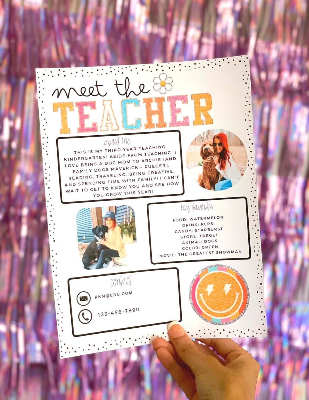 Groovy Glitter Meet the Teacher Template - Etsy