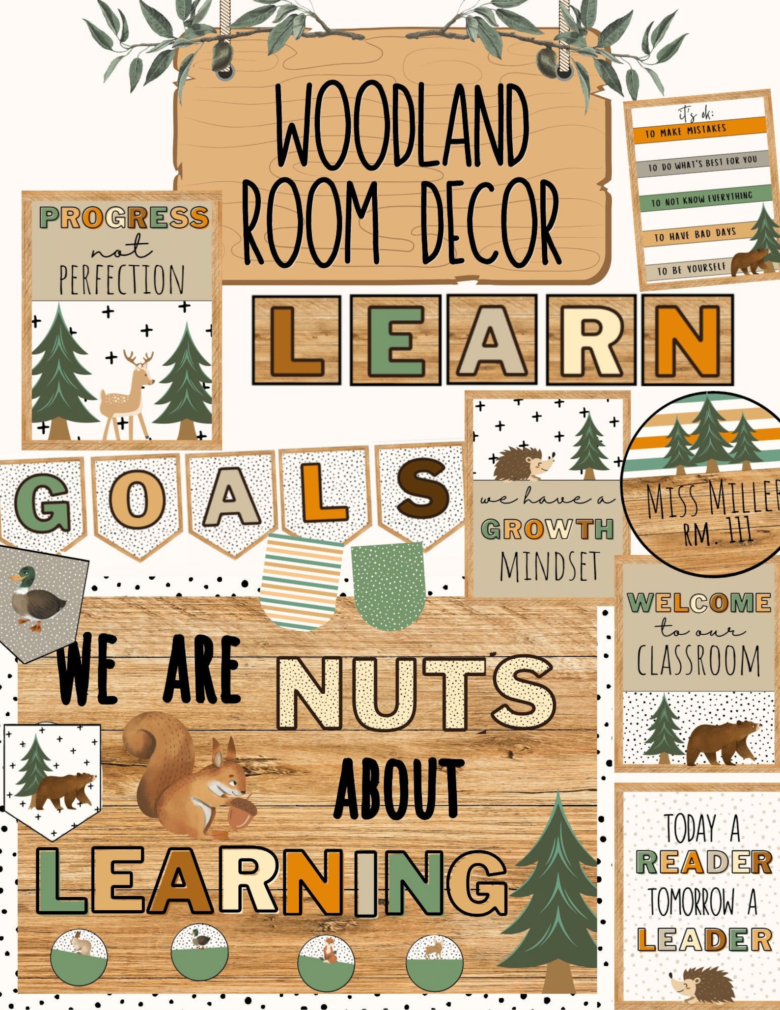 Woodland Classroom Decor editable - Etsy
