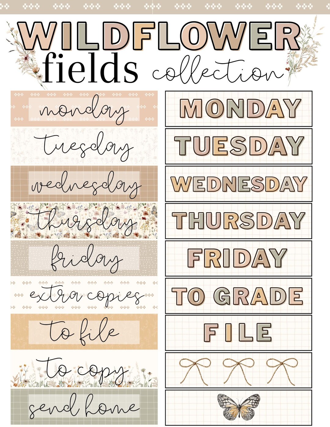 Wildflower Fields 10-drawer Cart Labels - Etsy