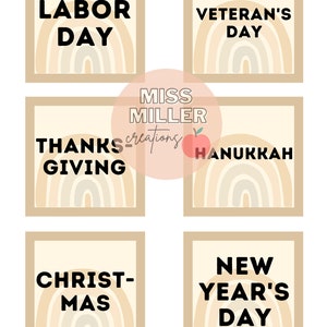 Neutral Boho Rainbow Classroom Calendar - Etsy