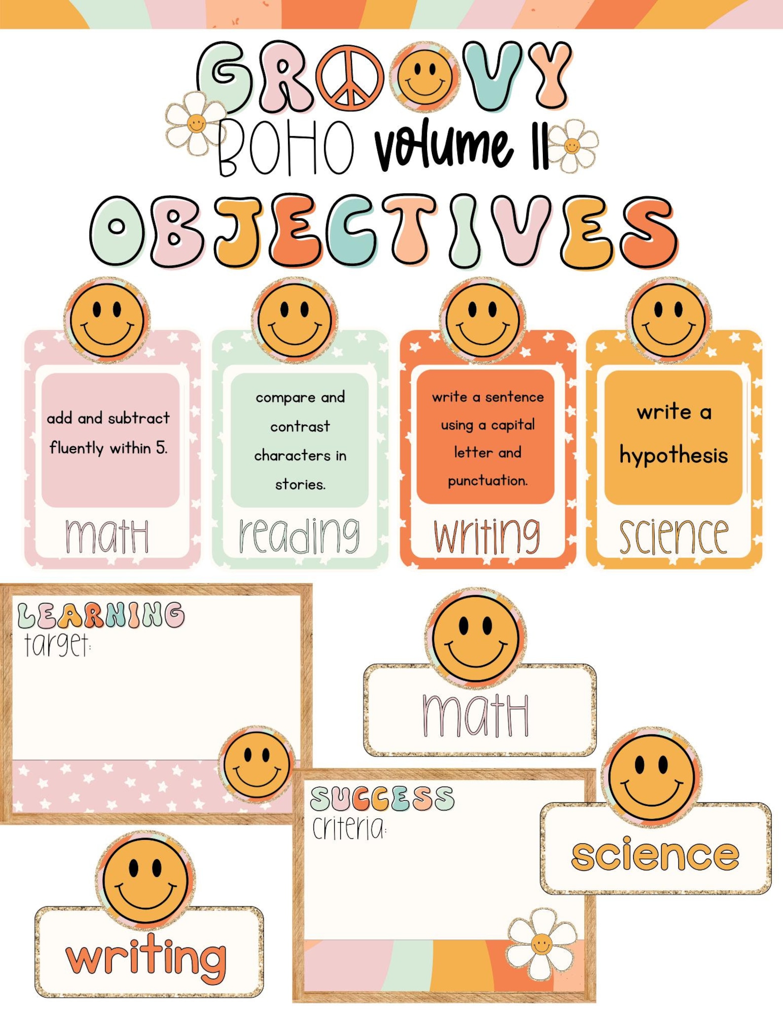Groovy Boho Volume II Learning Goal Posters/i Can Statements/focus Wall ...