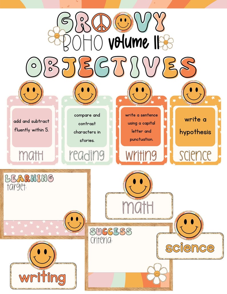 Groovy Boho Volume II Learning Goal Posters/i Can Statements/focus Wall ...
