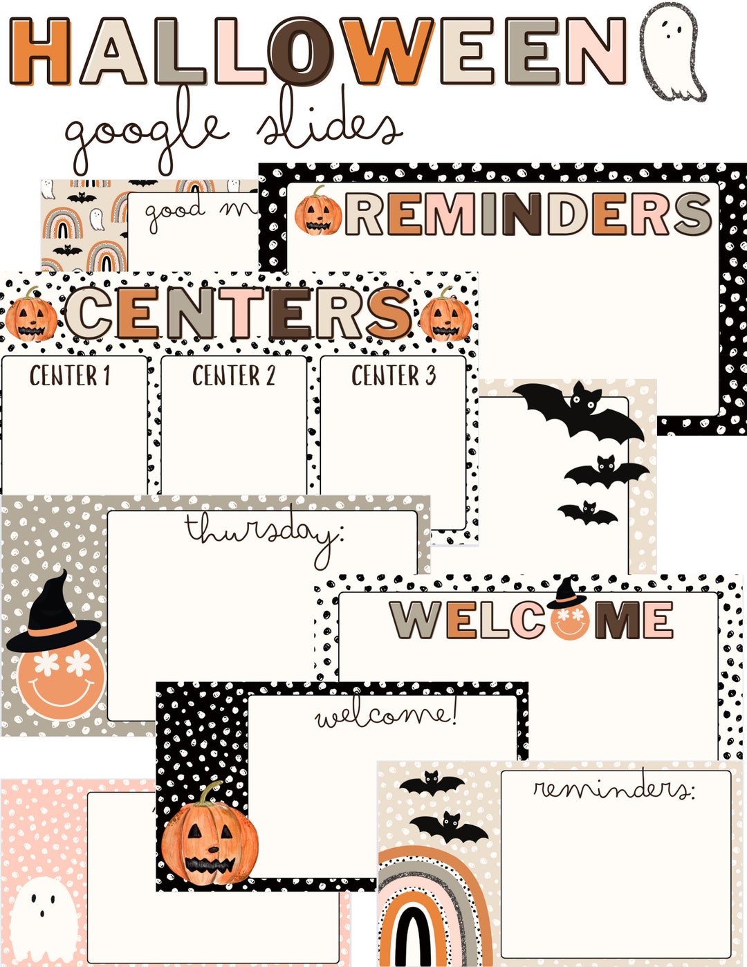 Boho Halloween Google Slides Templates - Etsy