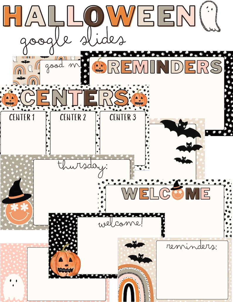 Boho Halloween Google Slides Templates - Etsy