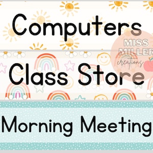 Retro Rainbow Classroom Schedule [editable] - Etsy