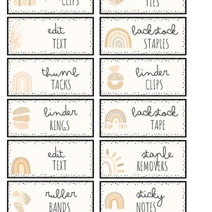 Neutral Boho Rainbow Teacher Toolbox Labels [editable] - Etsy