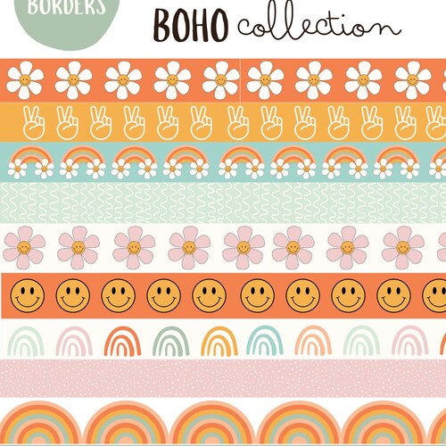 Groovy Boho Bulletin Board Borders Pack - Etsy