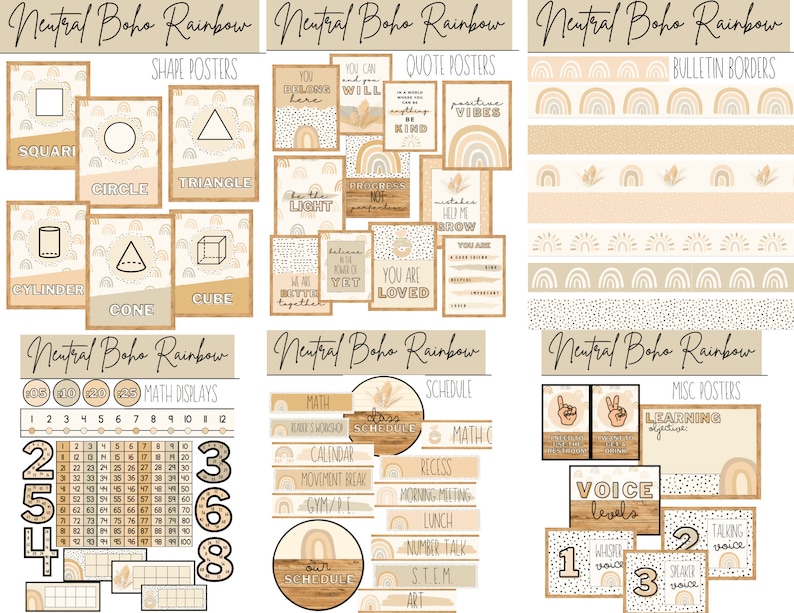 Neutral Boho Rainbow Complete Classroom Collection - Etsy