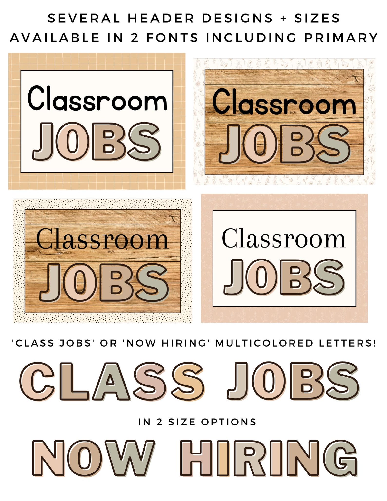 Wildflower Fields Class Jobs Display editable - Etsy