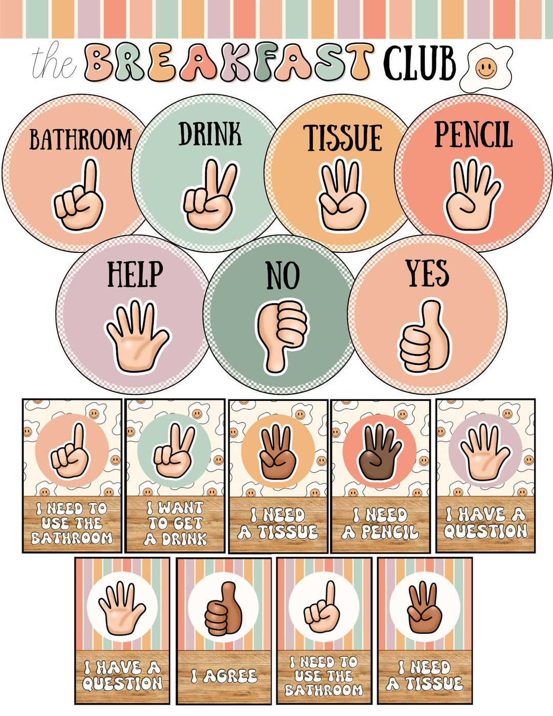The Breakfast Club Hand Signals Classroom Posters [editable] - Etsy