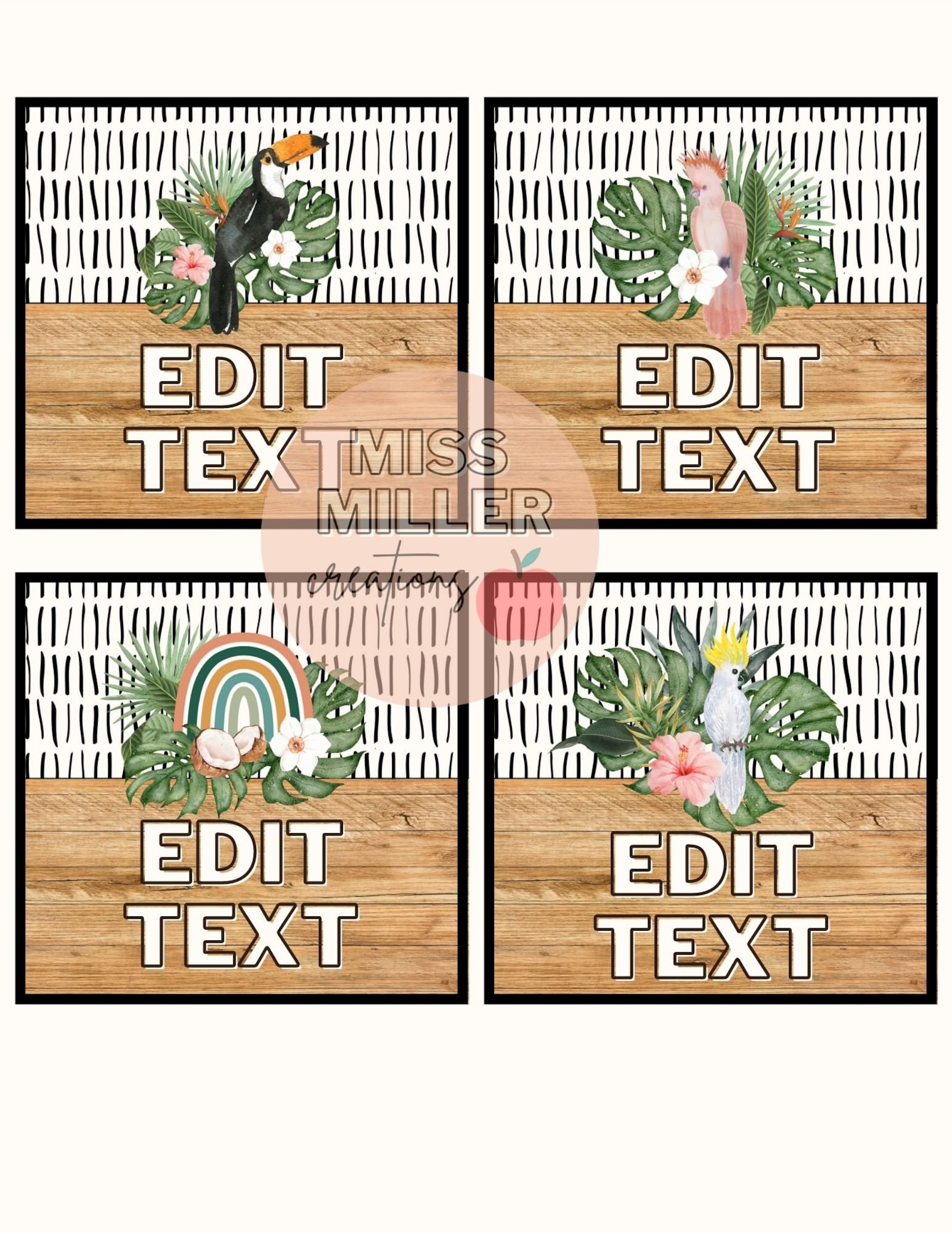 Boho Tropics Classroom Labels editable - Etsy