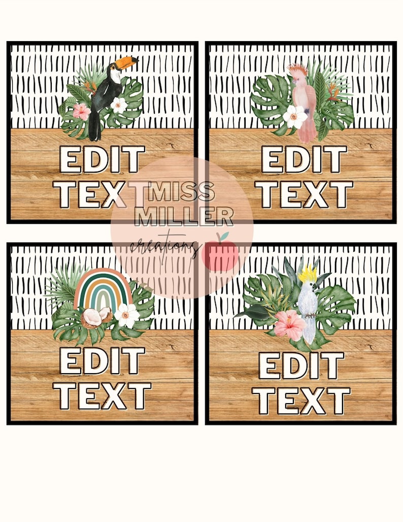Boho Tropics Classroom Labels editable - Etsy