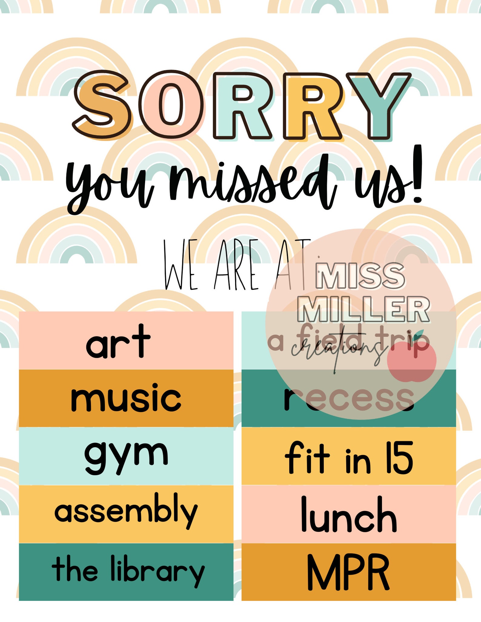 Modern Boho Rainbow Where Are We Classroom Door Sign [editable] - Etsy