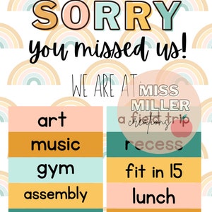 Modern Boho Rainbow Where Are We Classroom Door Sign [editable] - Etsy