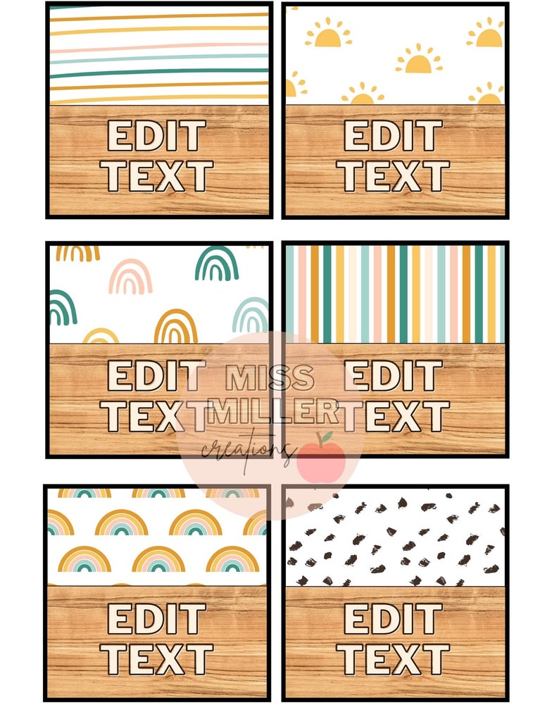 Modern Boho Rainbow Classroom Labels editable - Etsy
