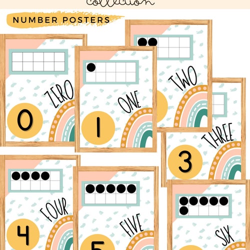 Modern Boho Rainbow Classroom Math Displays - Etsy
