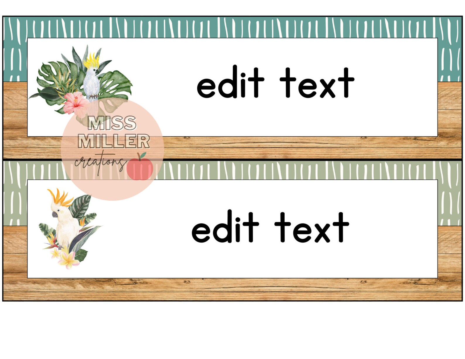 Boho Tropics Desk Plates [editable] - Etsy