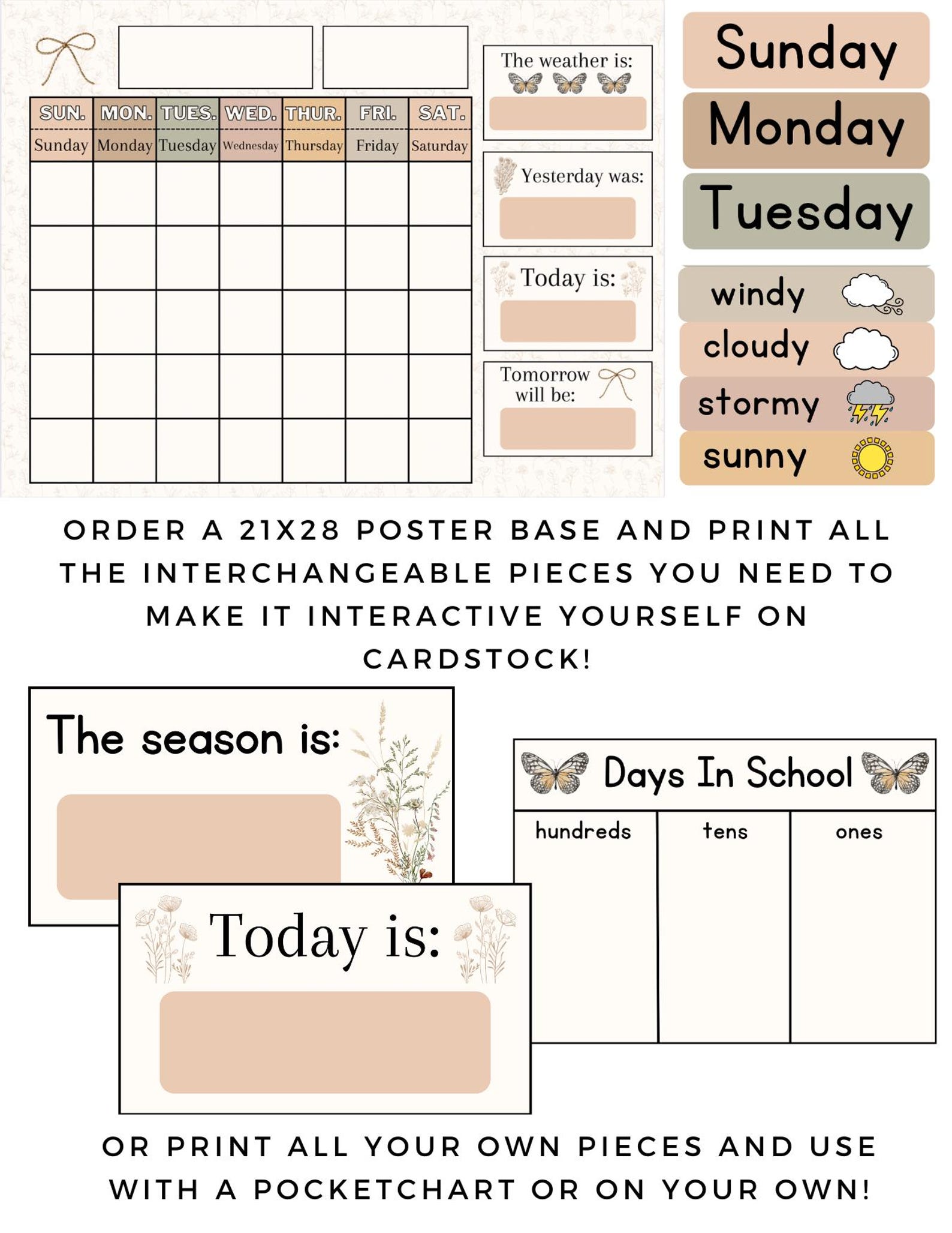 Wildflower Fields Classroom Calendar - Etsy
