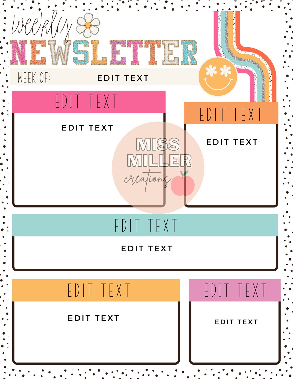 Groovy Glitter Newsletter editable - Etsy