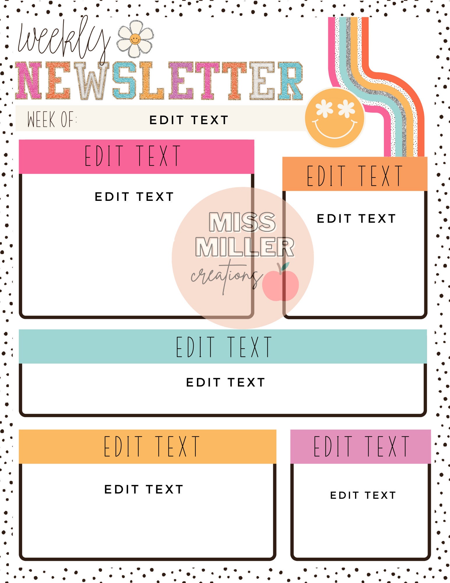 Groovy Glitter Newsletter editable - Etsy