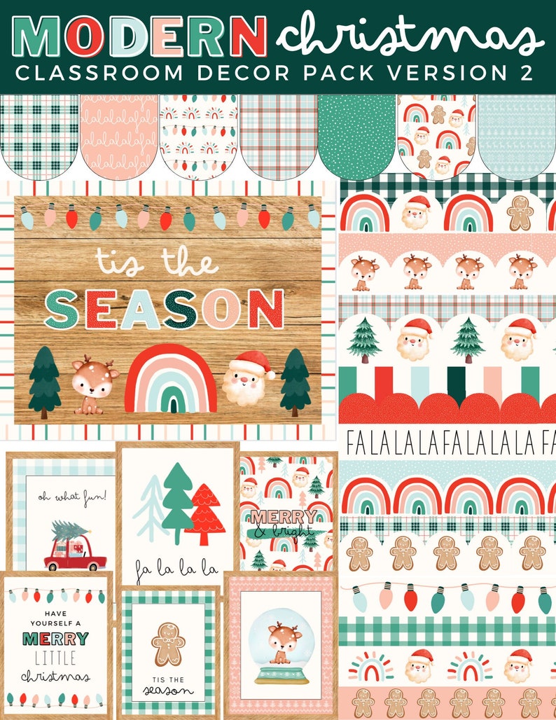 Modern Christmas Classroom Decor Pack V.2 - Etsy