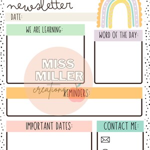 Pastel Boho Rainbow Classroom Newsletter [editable] - Etsy
