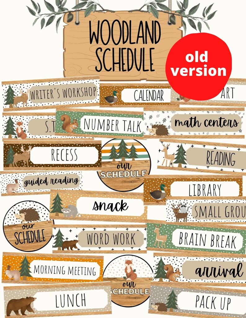 Woodland Visual Classroom Schedule editable - Etsy